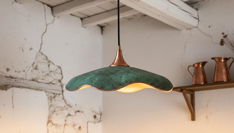 Copper Hanging Lamp with Wavy Shade – KESHMARK