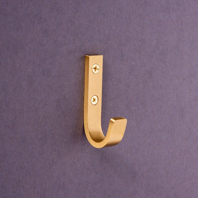 Joplin Brass Modern Wall J Hook for Mudrooms, bathrooms, Laundry rooms ...